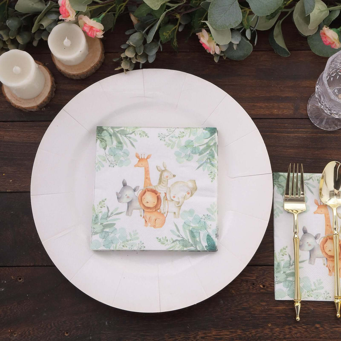 Paper Beverage Napkins 5"x5" Safari Animal Print | eFavormart