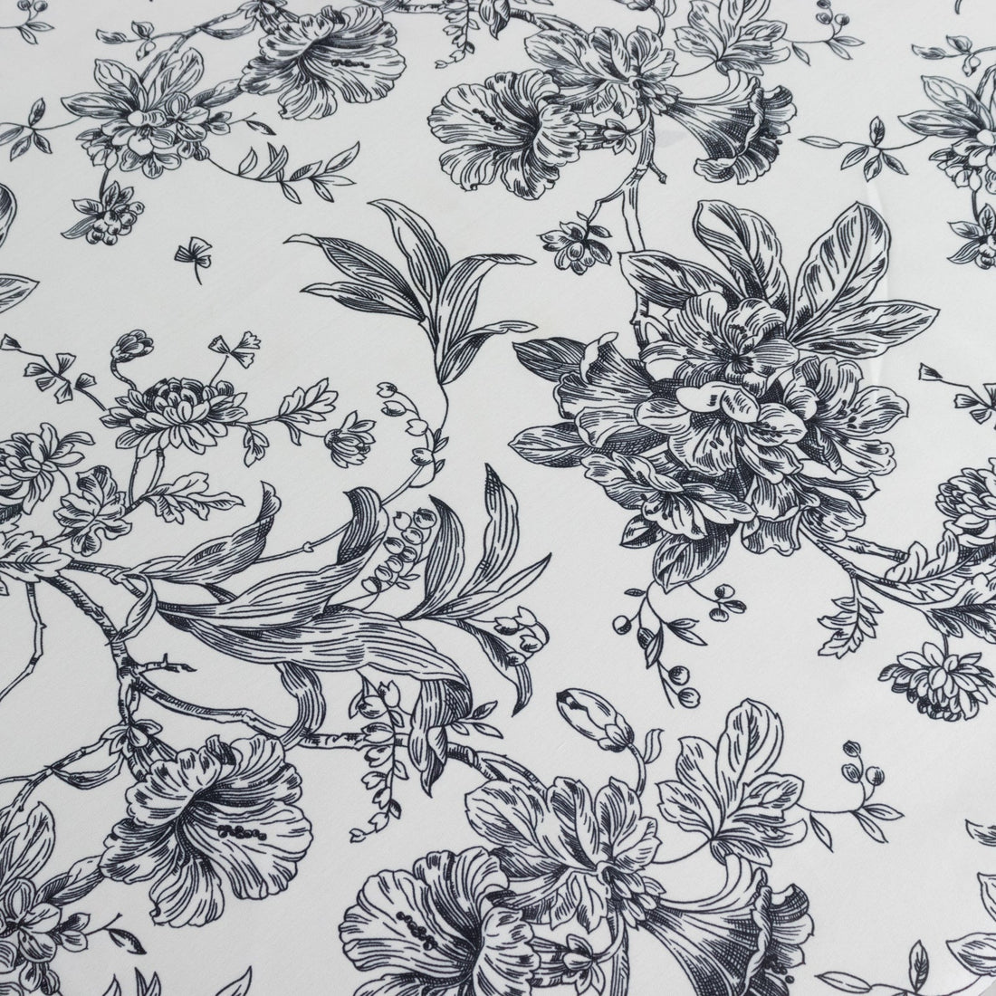 70" Black Square Toile Polyester Tablecloth | eFavormart