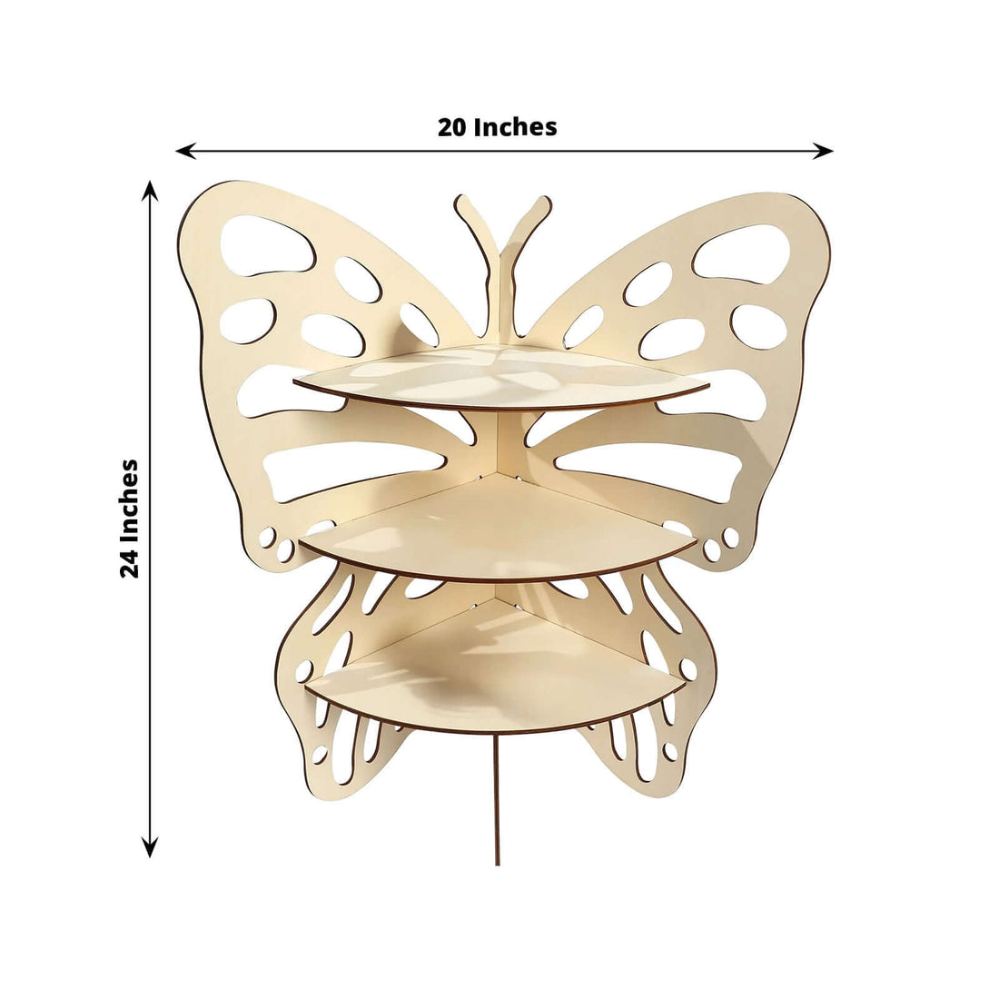 3-Tier Butterfly Wooden Cupcake Stand Natural | eFavormart