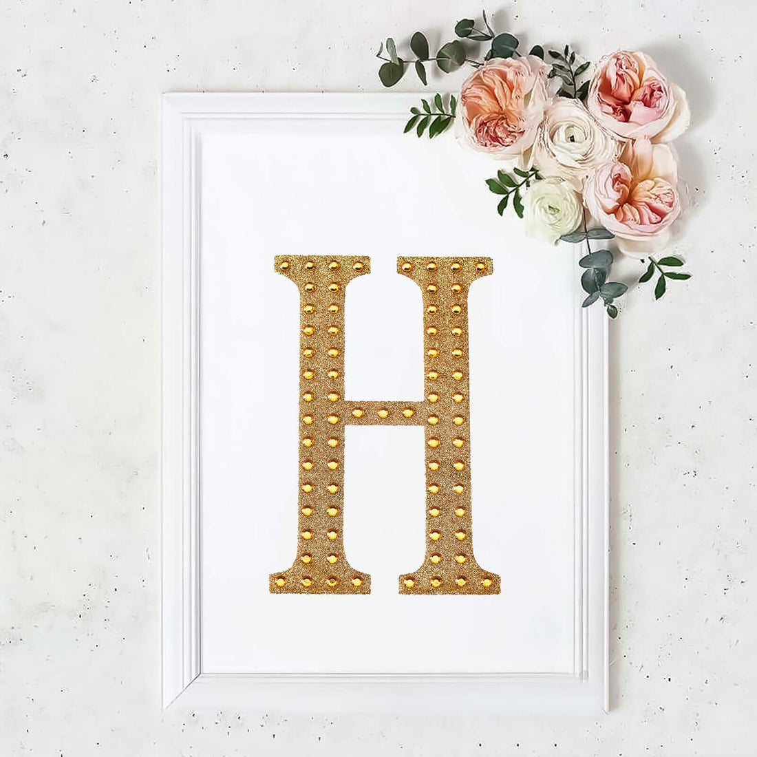 8" Rhinestone Sticker Letters "H" Gold | eFavormart