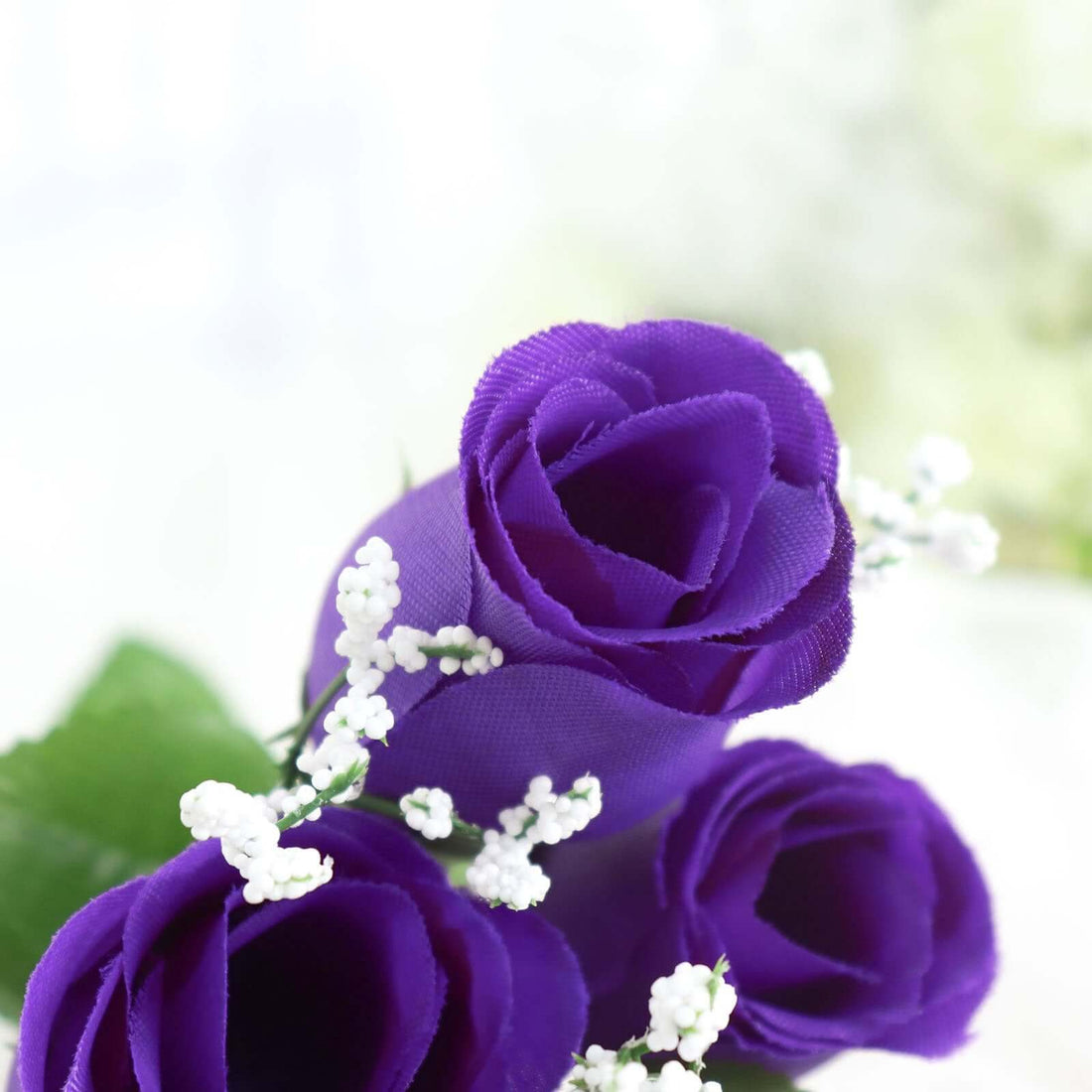 12 Purple Silk Flower Rose Bud Bouquets | eFavormart
