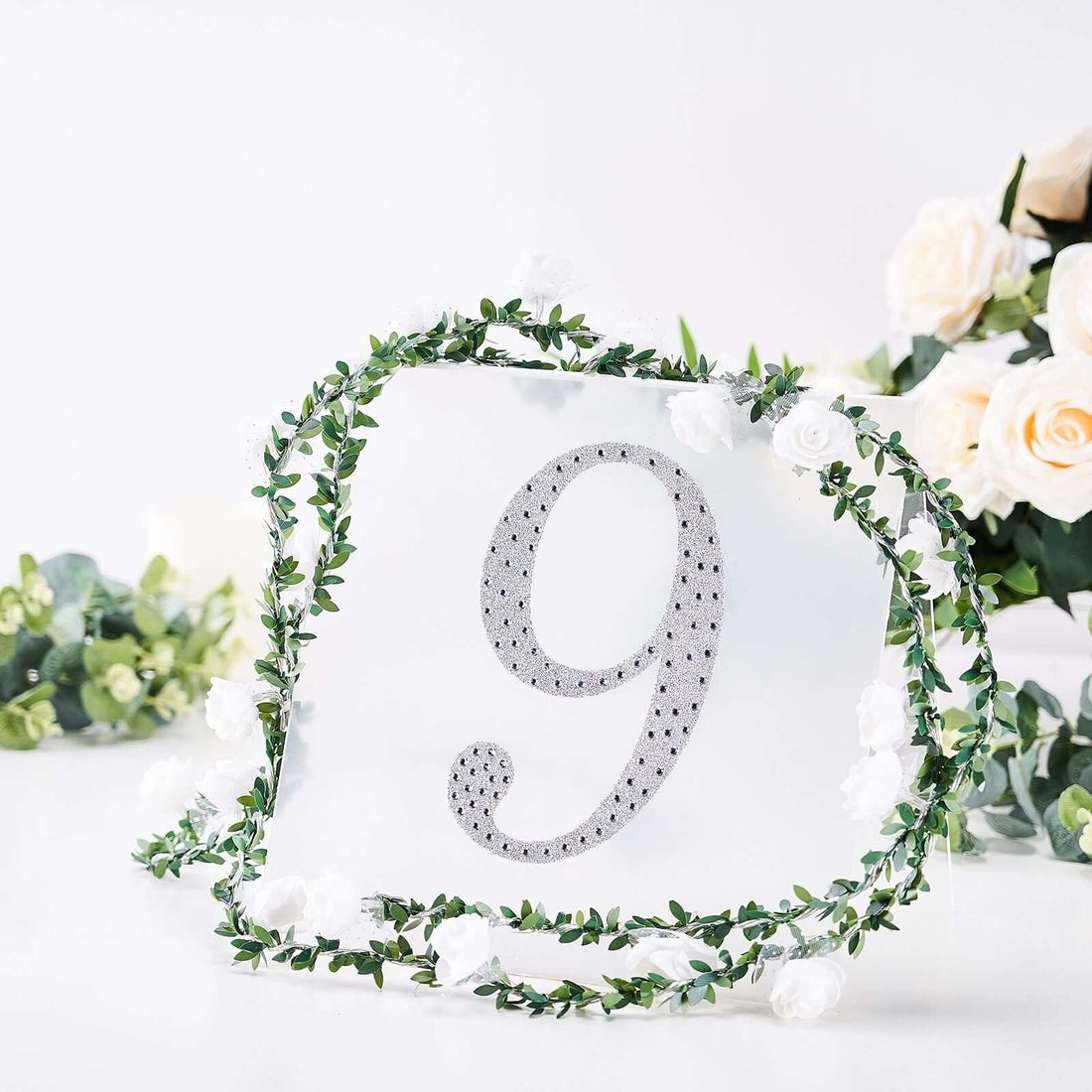 8" Rhinestone Sticker Numbers "9" Silver | eFavormart