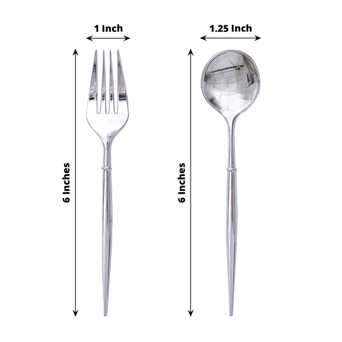 Modern Plastic Utensil Set 6" Metallic Silver | eFavormart