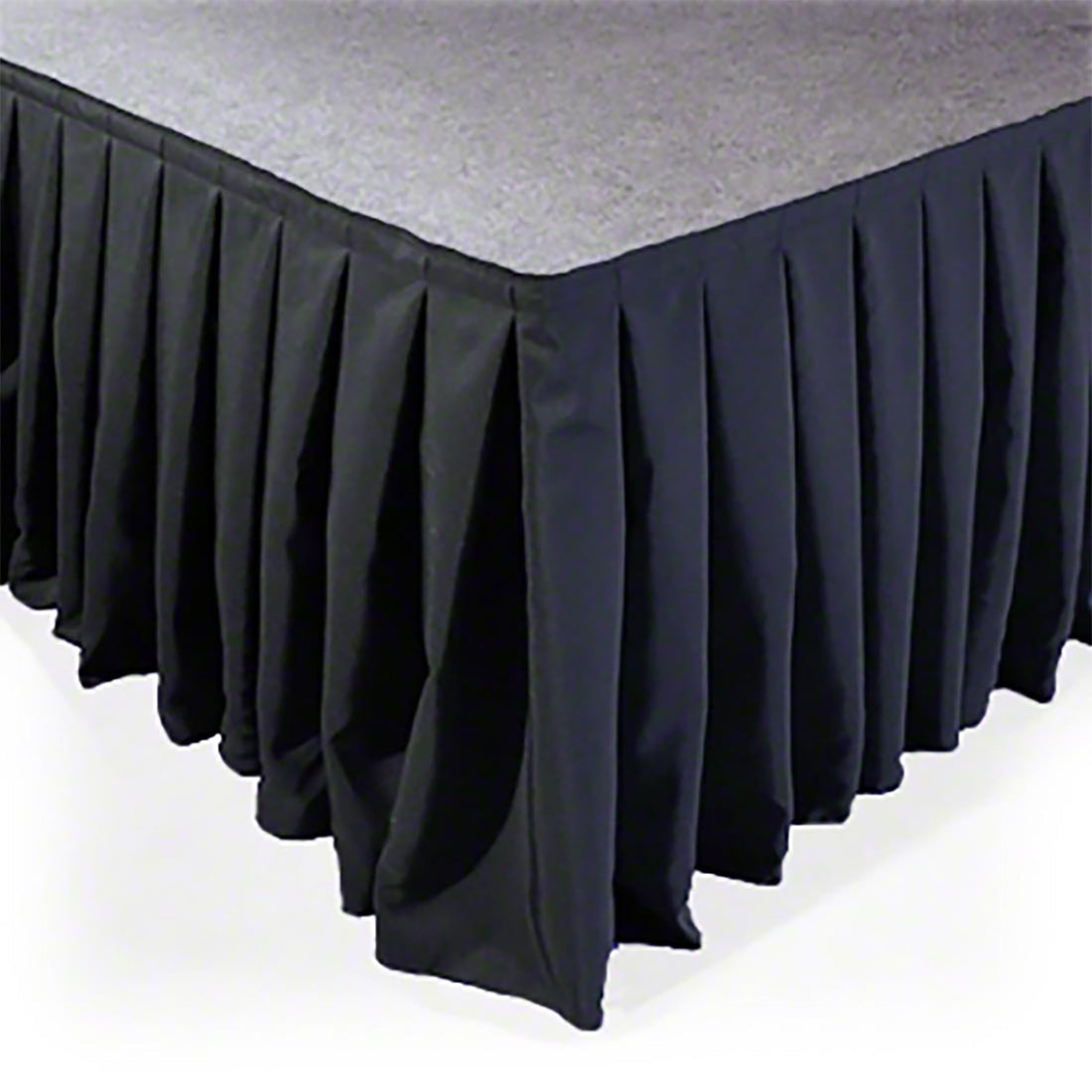 Black Shirred Polyester Stage Skirting 36"x20ft | eFavormart