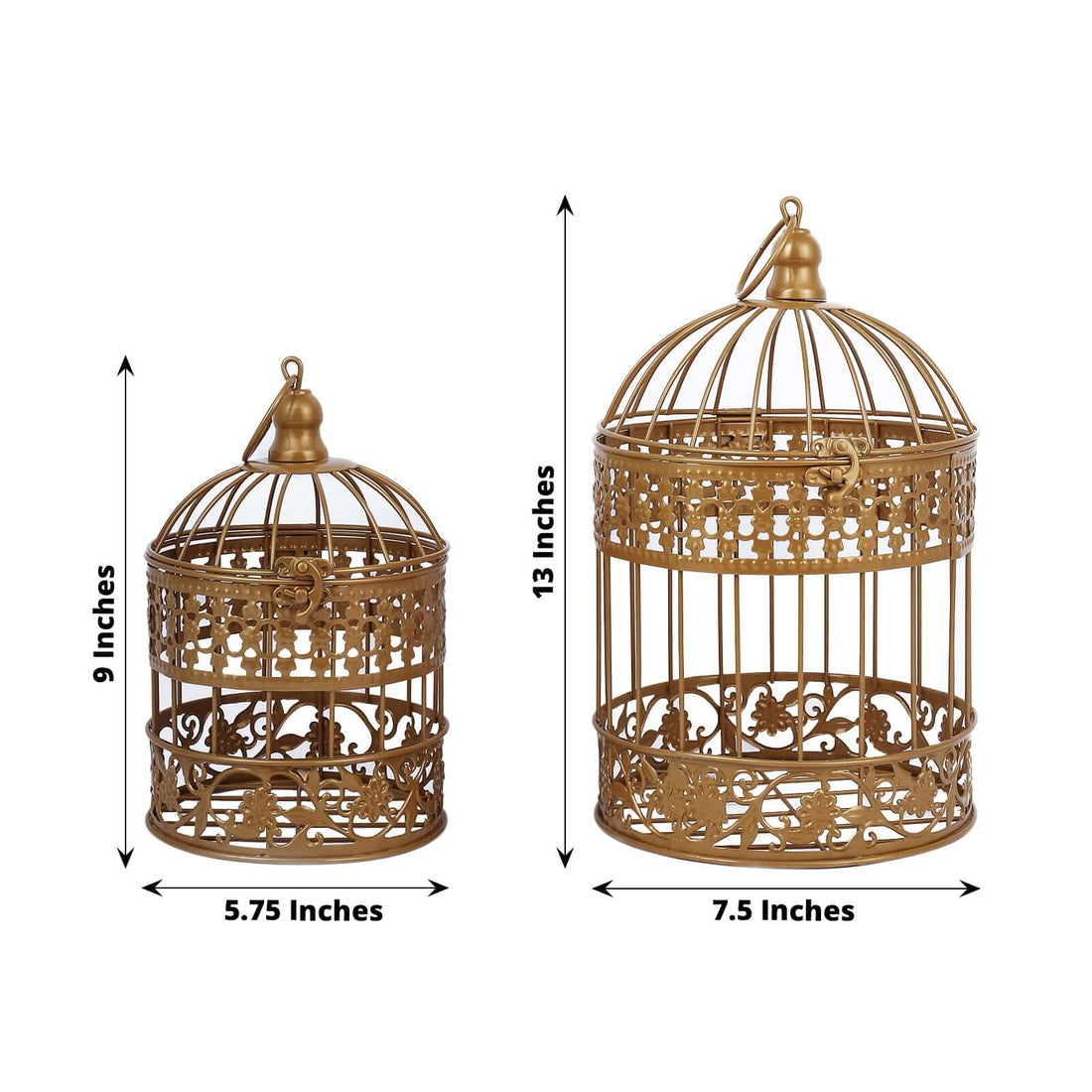 Iron Bird Cage Card Holders Metallic Gold 9"/13" | eFavormart