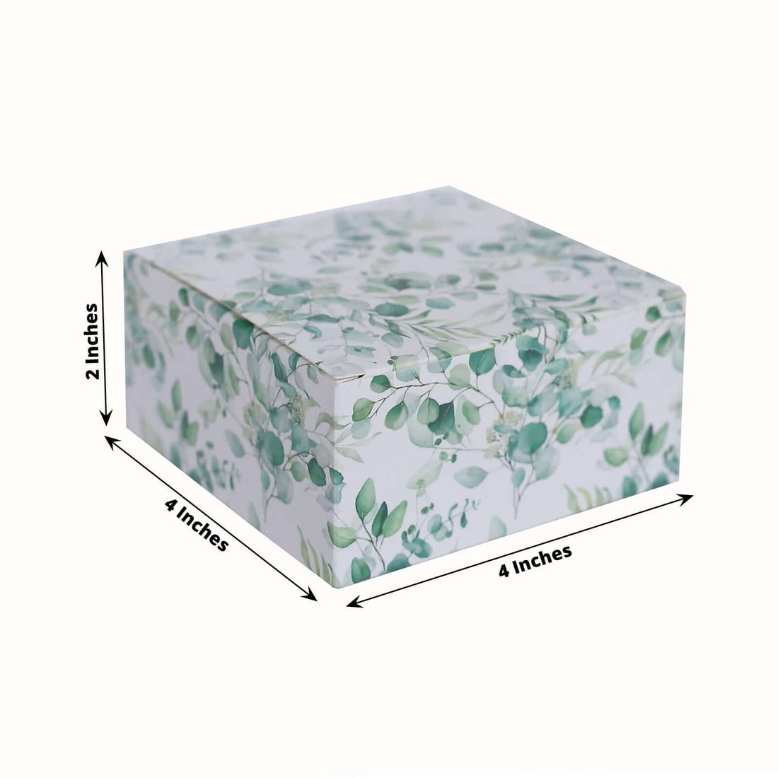 25-Pack White Green Eucalyptus Gift Boxes 4"x4"x2" | eFavormart