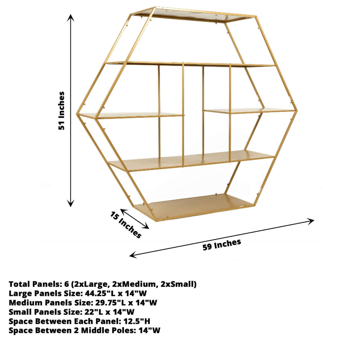 Metal Hexagonal Cake Display Stand 4ft Gold | eFavormart