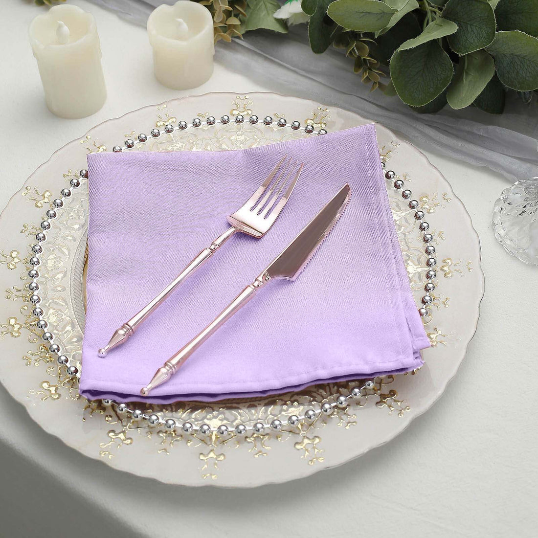 Polyester Napkins 17"x17" Lavender Lilac | eFavormart