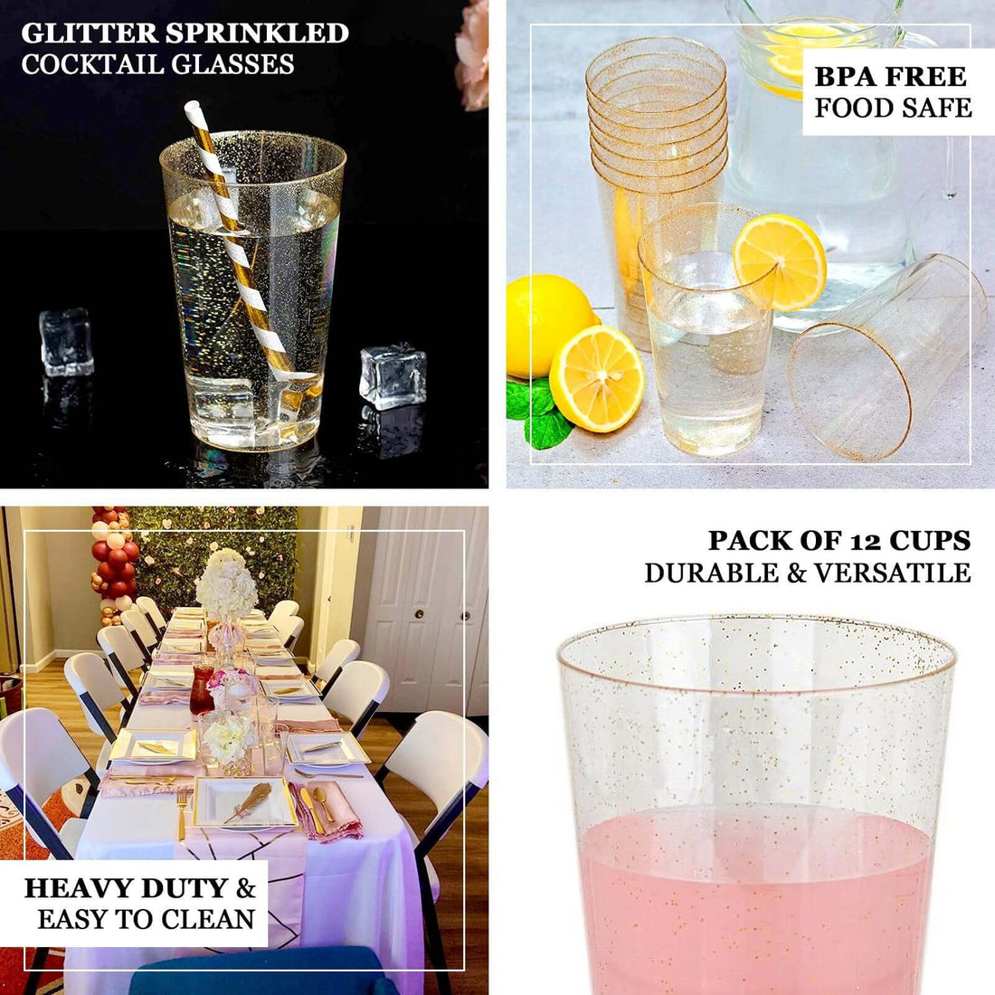 Plastic Party Cups 17oz Silver Glitter | eFavormart
