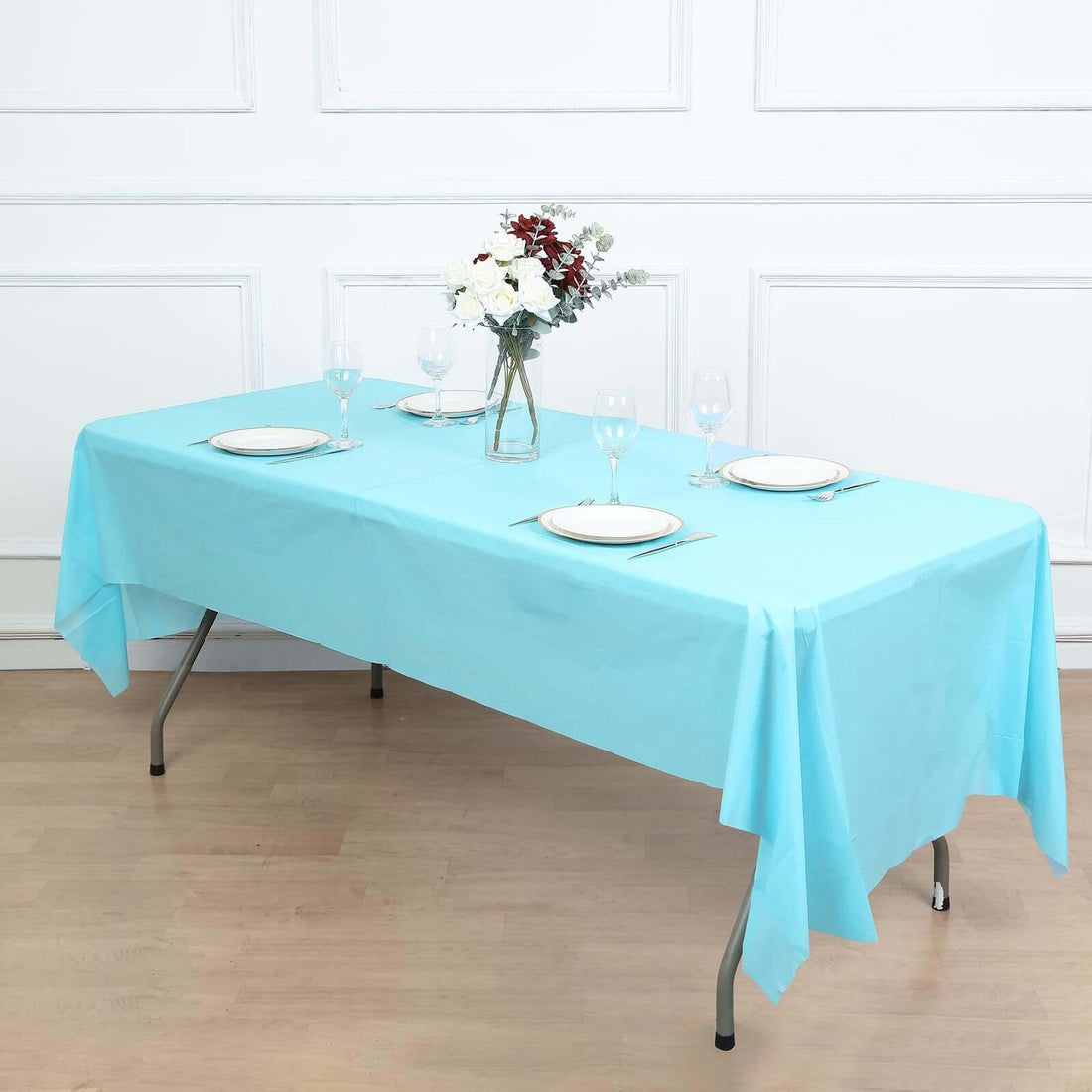 Plastic Rectangle Table Covers 54"x108" Serenity Blue | eFavormart