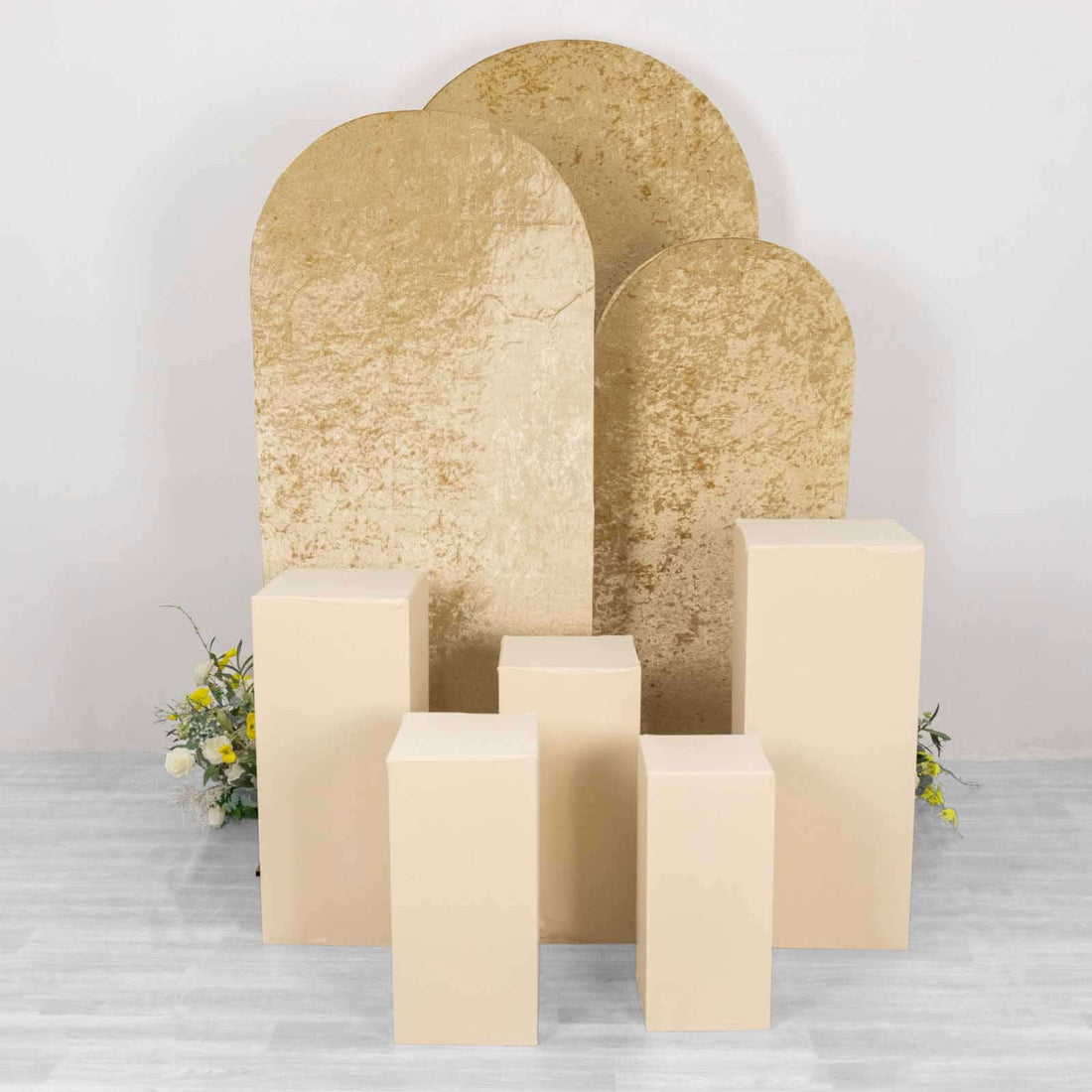5 Beige Spandex Pillar Prop Covers | eFavormart