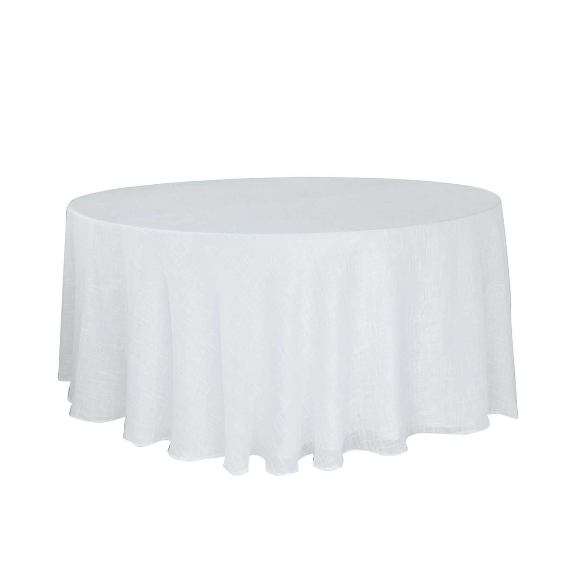 Faux Linen Round Tablecloth 120" White | eFavormart