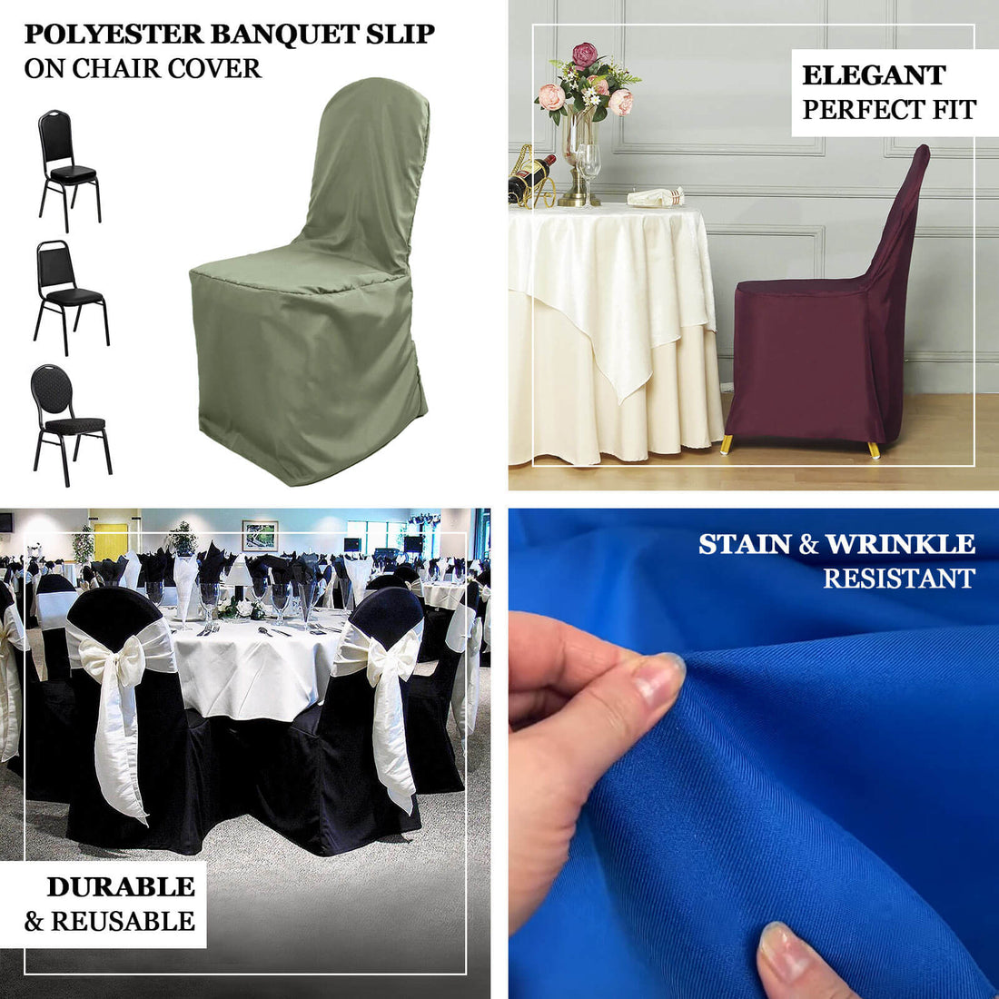 10 Pack Polyester Banquet Chair Covers Sage Green | eFavormart