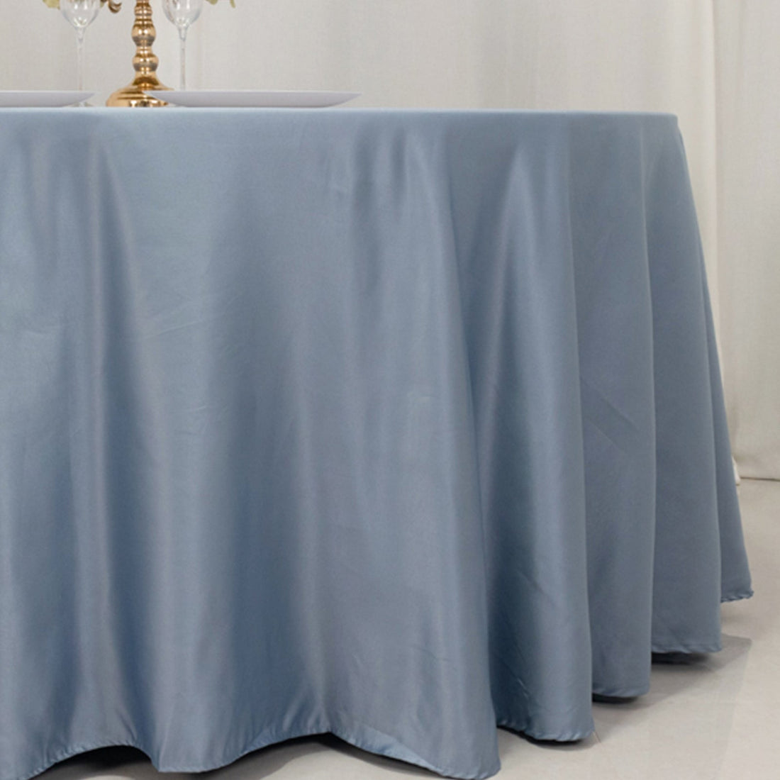 Lamour Satin Tablecloth 120" Dusty Blue | eFavormart