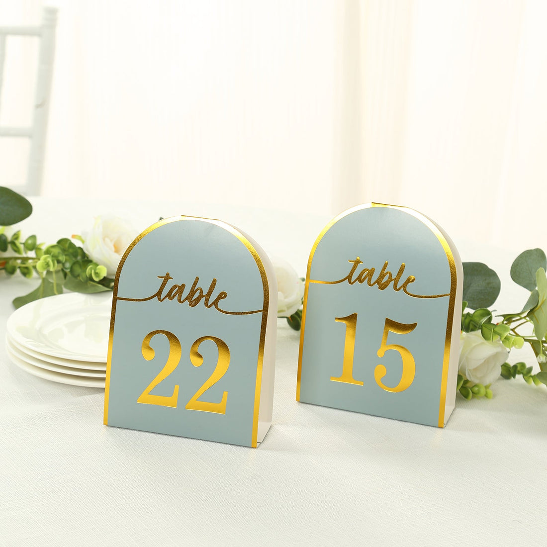 Arch Table Numbers 1-25 Dusty Blue 7" | eFavormart