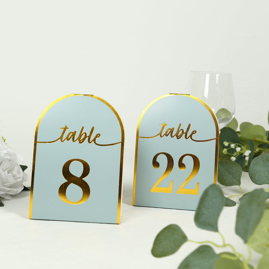 Arch Table Numbers 1-25 Dusty Blue 7" | eFavormart