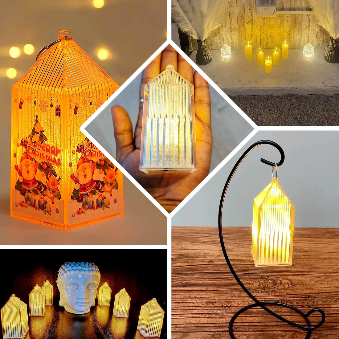Clear Acrylic LED Lanterns Hanging Warm White 3" | eFavormart