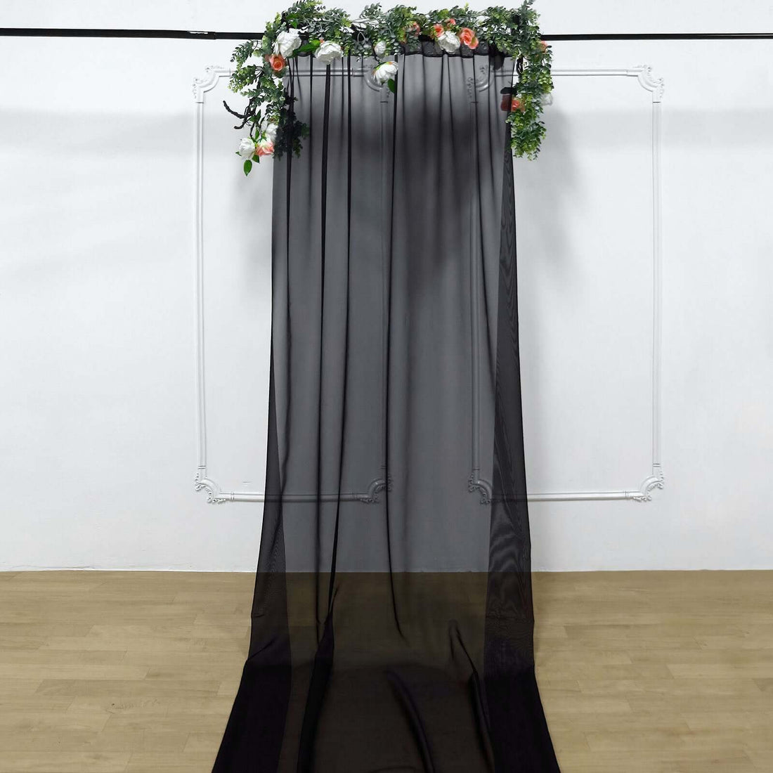 5ftx14ft Premium Black Chiffon Ceiling Drape Curtain | eFavormart