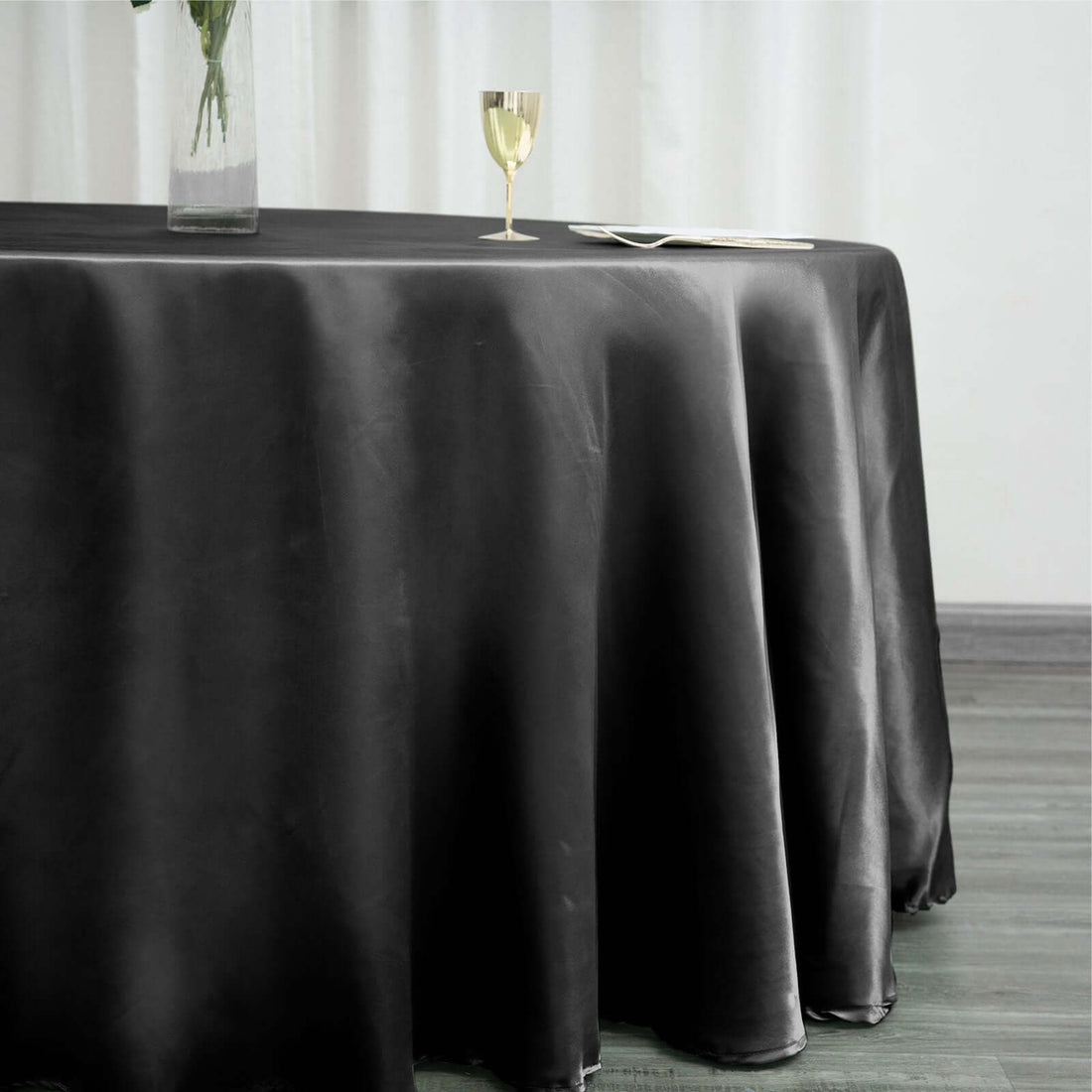 Satin Round Tablecloth 120" Black | eFavormart