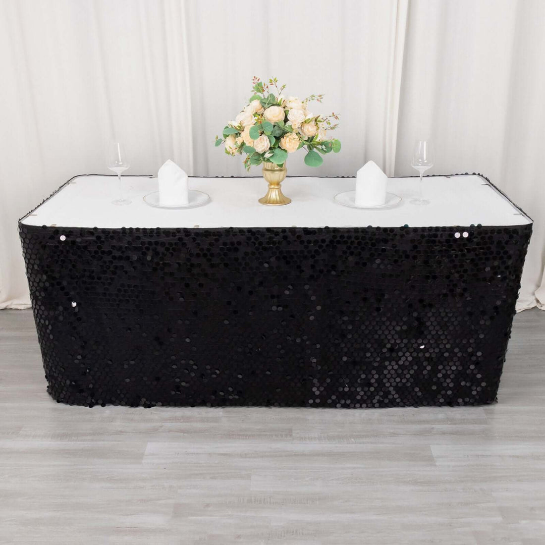 Payette Sequin Satin Skirt 21ft Black | eFavormart