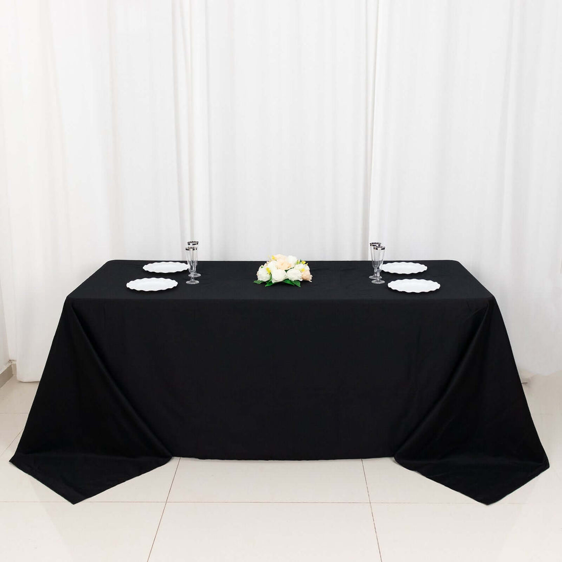 100% Cotton Tablecloth 90"x132" Black | eFavormart