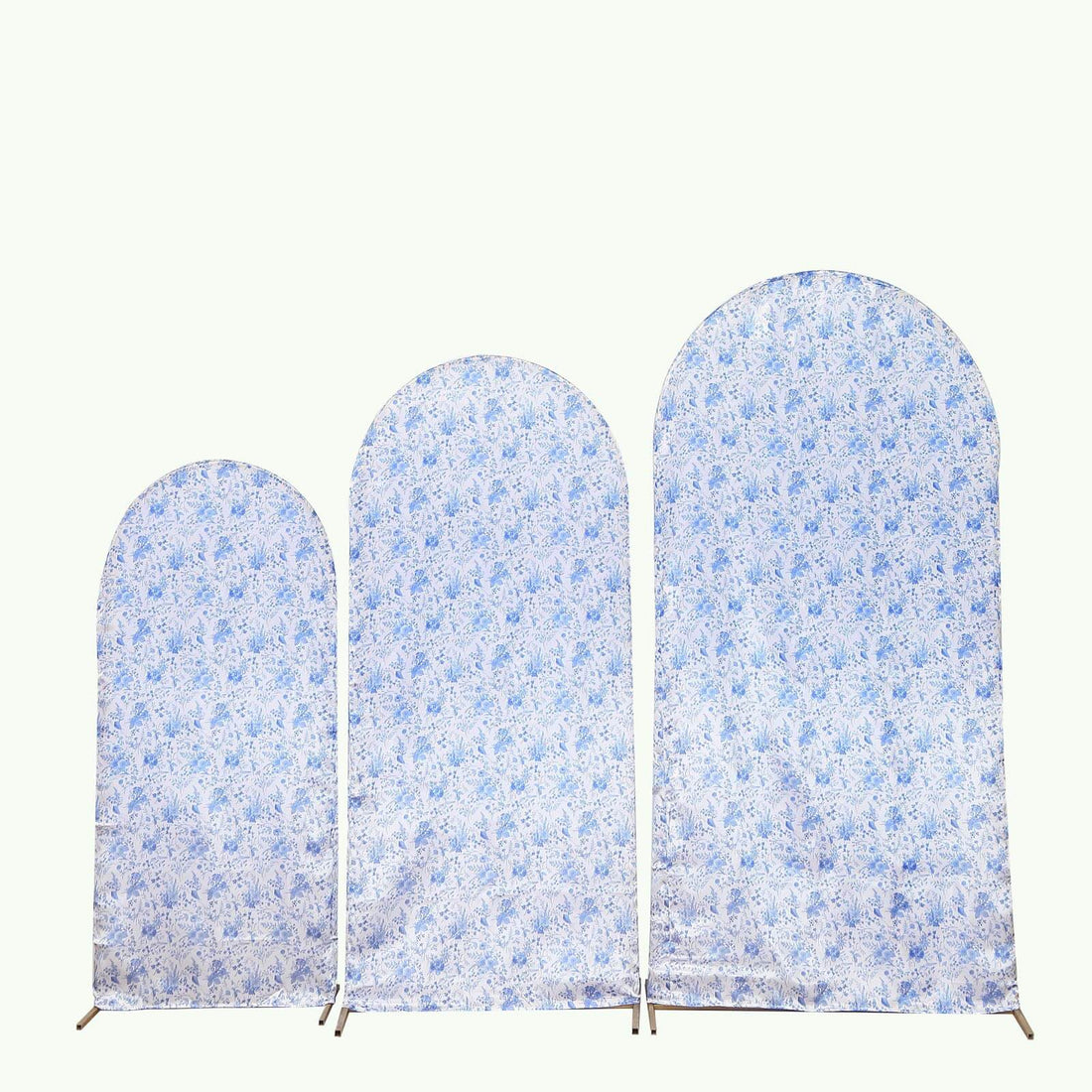 Round Top White & Blue Satin Chiara Backdrop Stand Covers | eFavormart