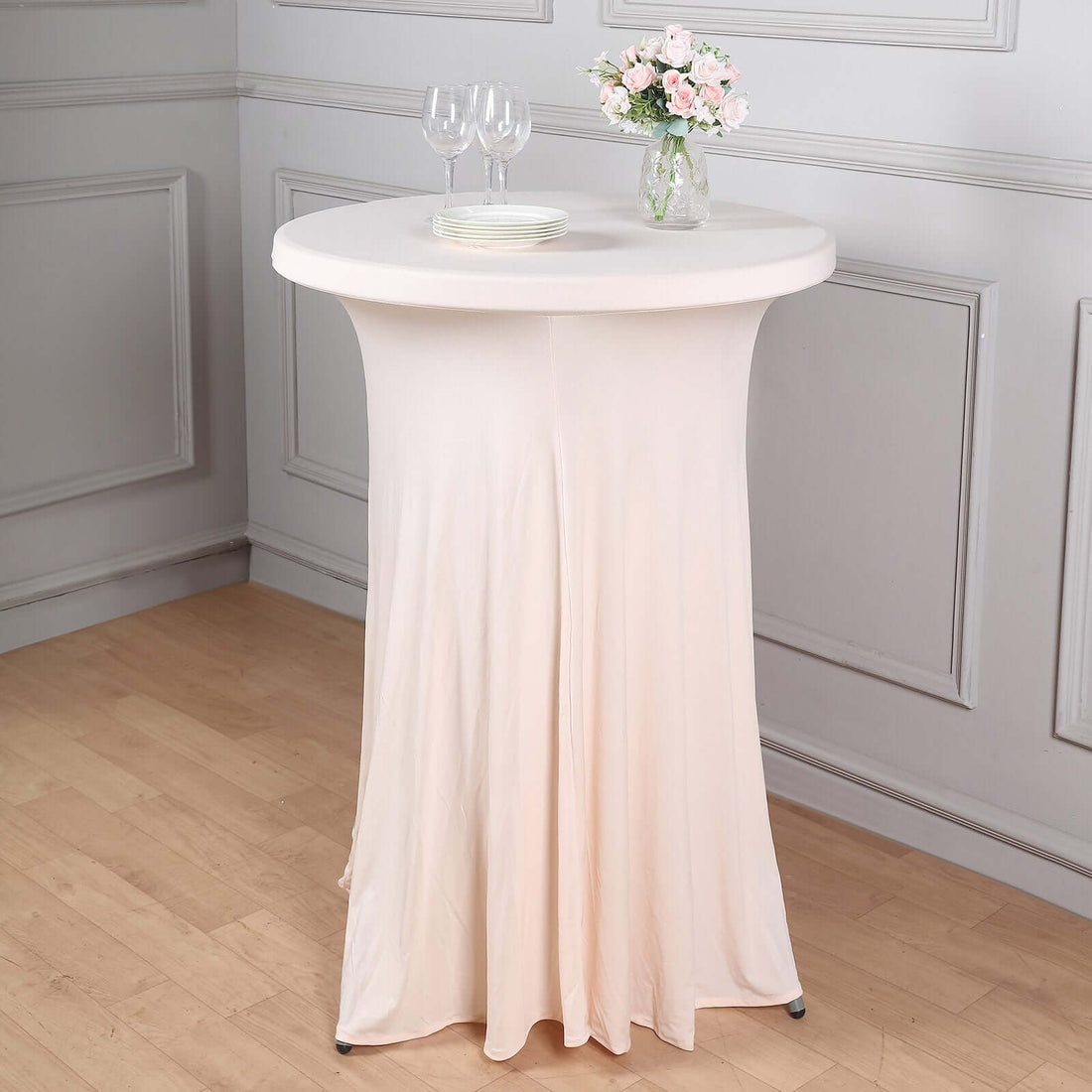 Cocktail Table Cover Skirt Drapes Blush | eFavormart