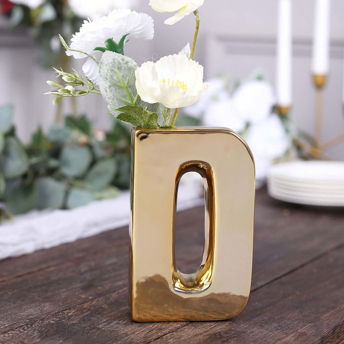 6" Ceramic Vase Letter "D" Gold | eFavormart