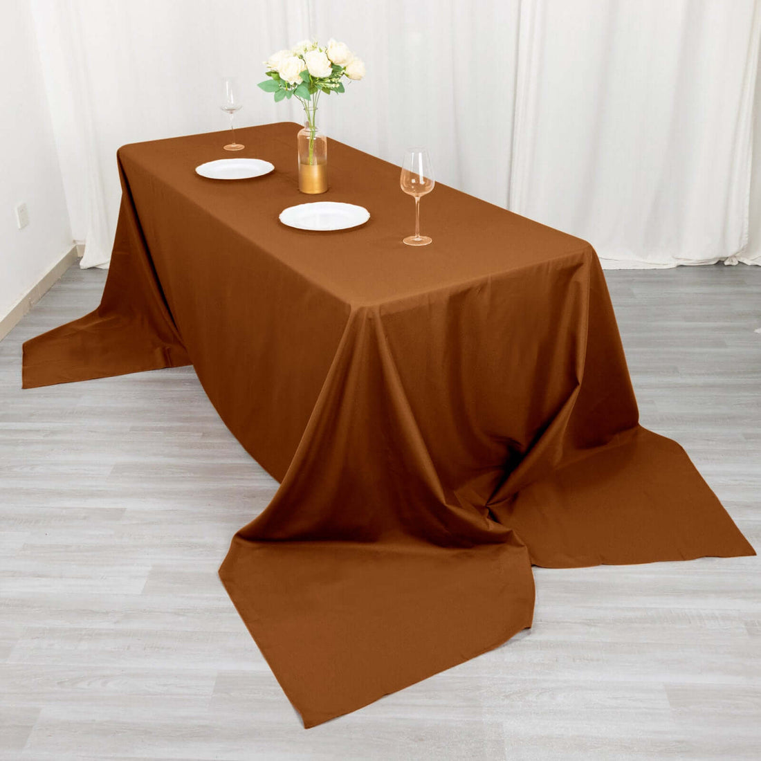 Polyester Tablecloth 90"x156" Cinnamon Brown | eFavormart