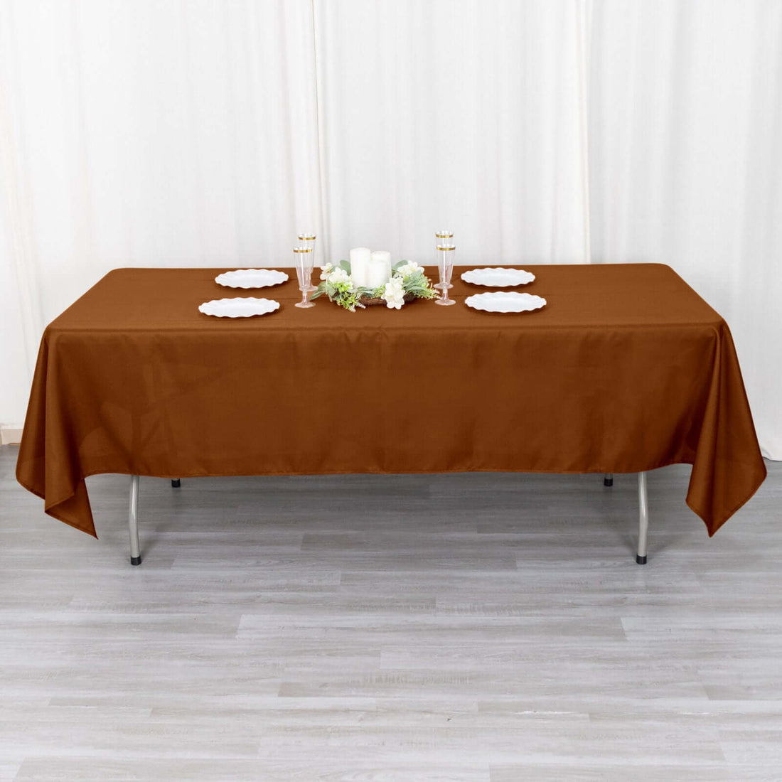 Polyester Tablecloth 60"x102" Cinnamon Brown | eFavormart