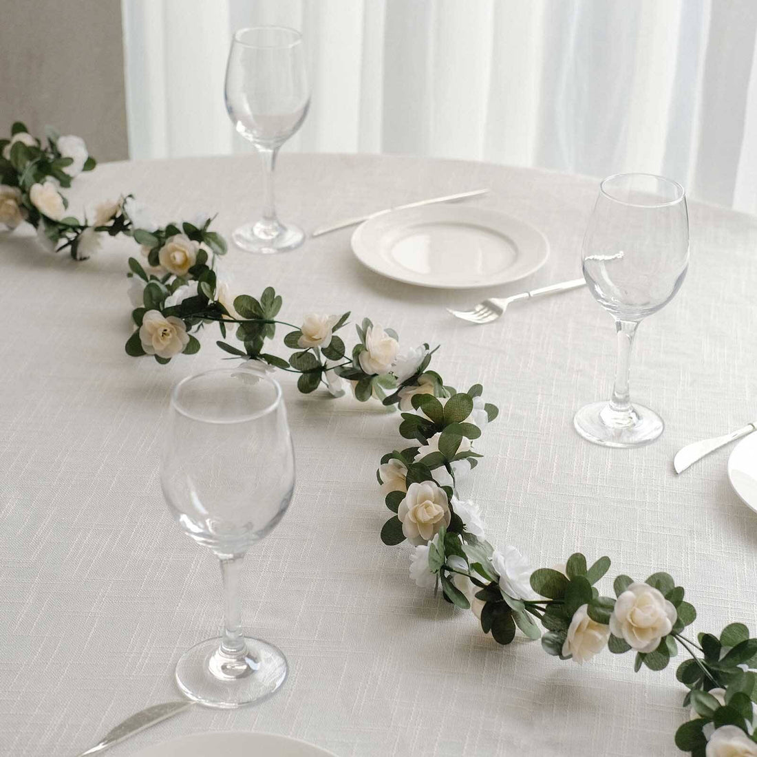 2-Pack Cream Silk Mini Rose Vines 8ft | eFavormart