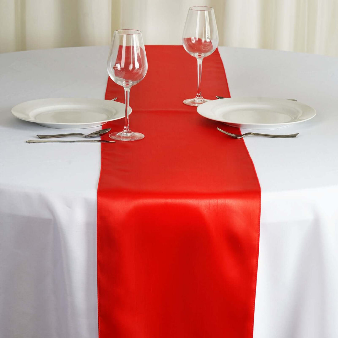 Satin Table Runner 12"x108" Red | eFavormart