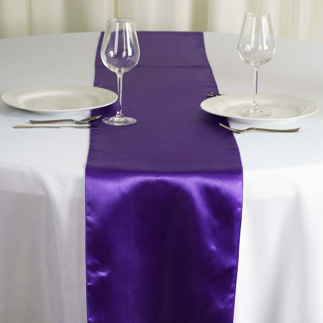 Satin Table Runner 12"x108" Purple | eFavormart