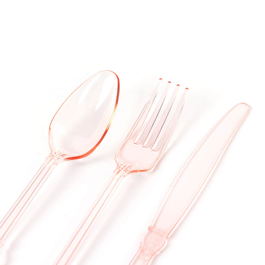 72 Pcs Blush Baroque Plastic Silverware Set | eFavormart