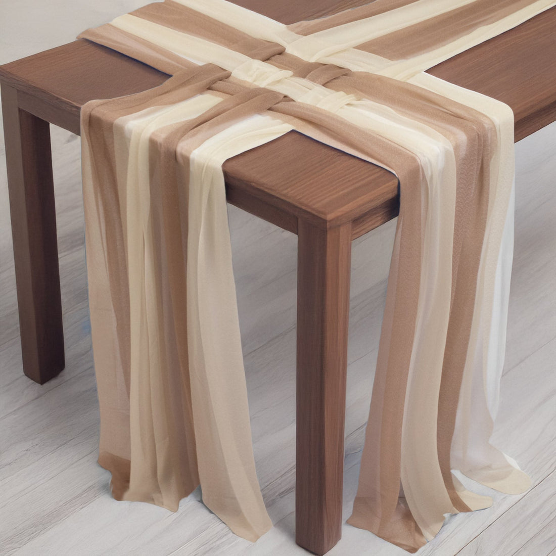 20-Pack Taupe Beige Sheer Table Runner | eFavormart