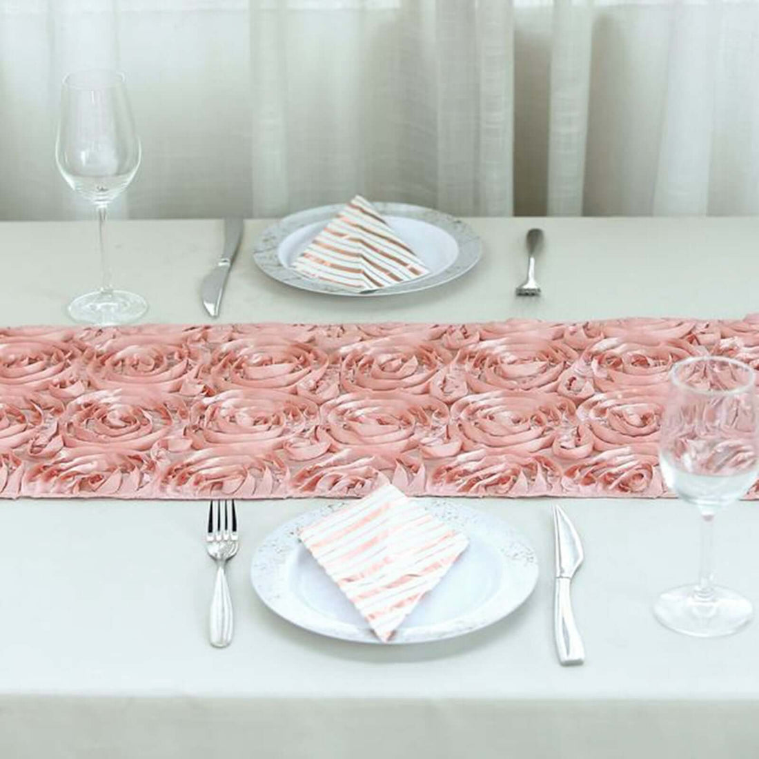 Satin Table Runner 14"x108" Dusty Rose | eFavormart