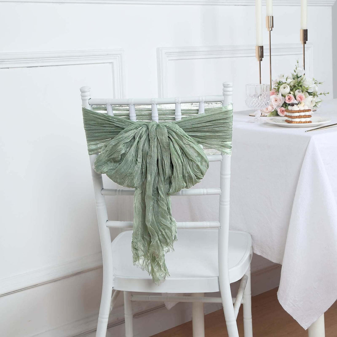 Cheesecloth Chair Sashes 16"x88" Dusty Sage Green | eFavormart