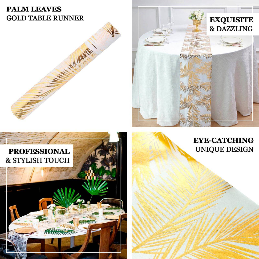 Disposable Runner 108" Gold Palm Leaves | eFavormart