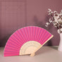 Fuchsia Asian Silk Folding Fans 5-Pack | eFavormart