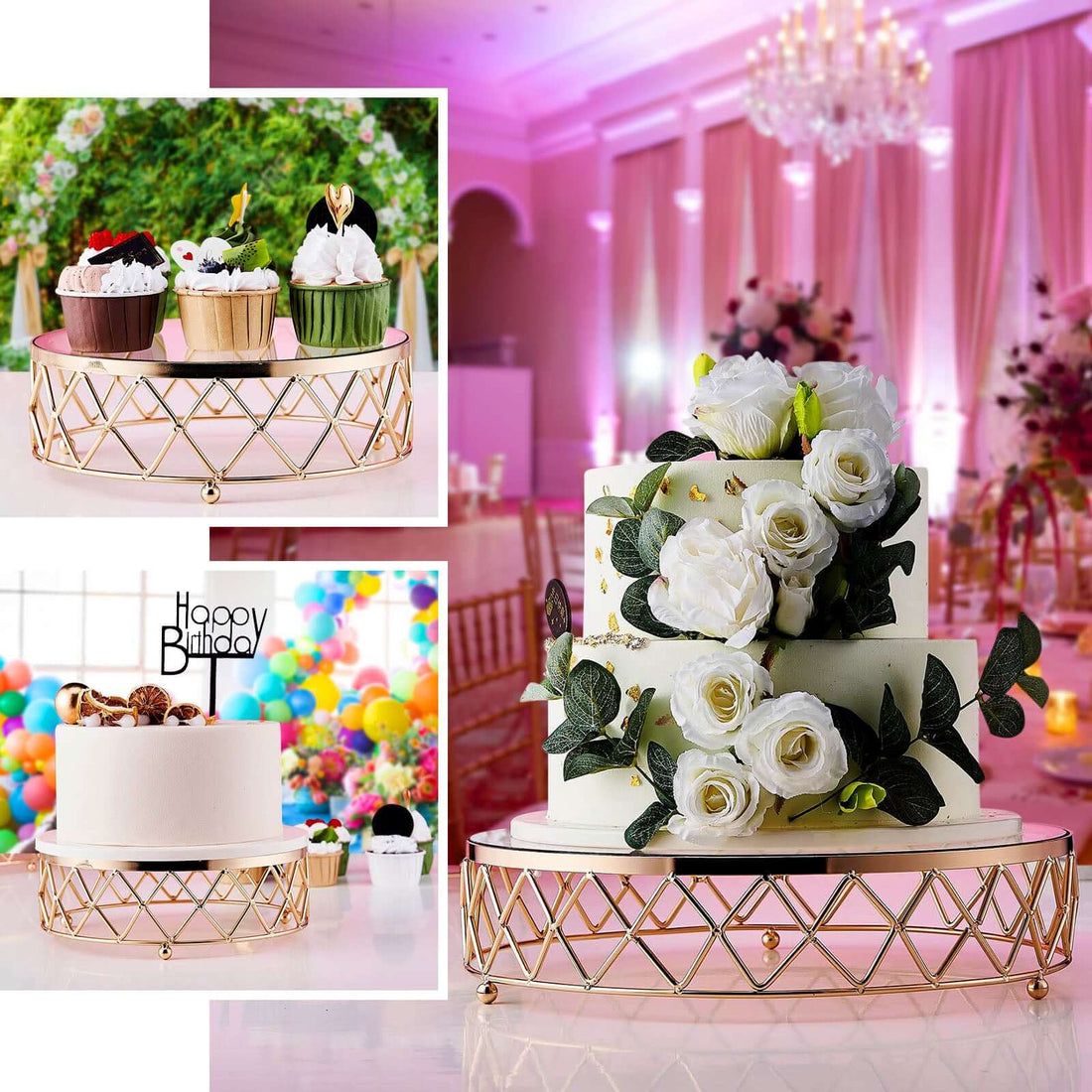 Gold Diamond Cut Cake Stand 14" | eFavormart