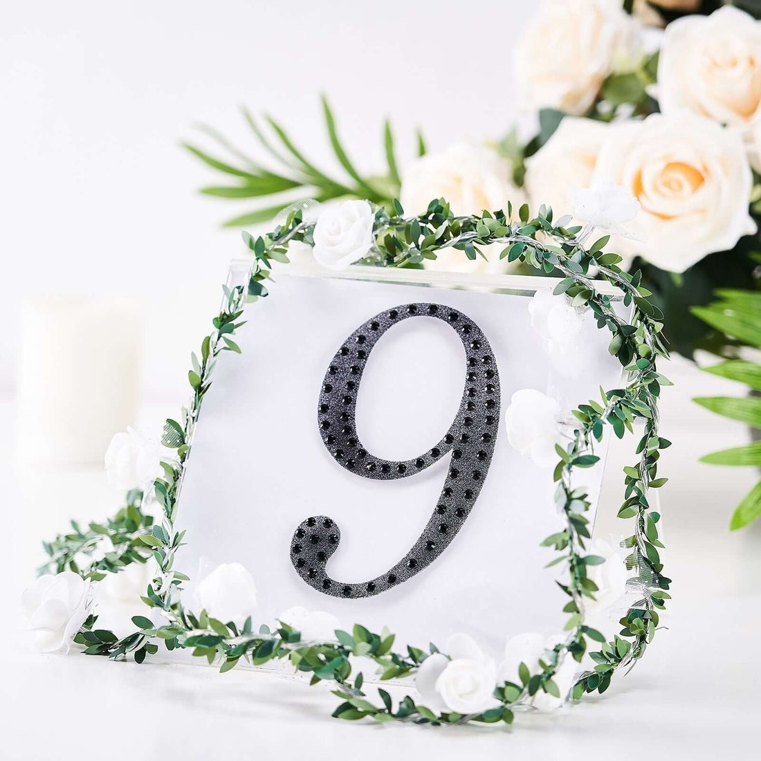 6" Rhinestone Sticker Numbers "9" Black | eFavormart
