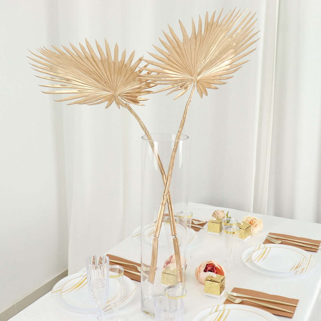 Artificial Gold Metallic Palm Leaf Stems | eFavormart