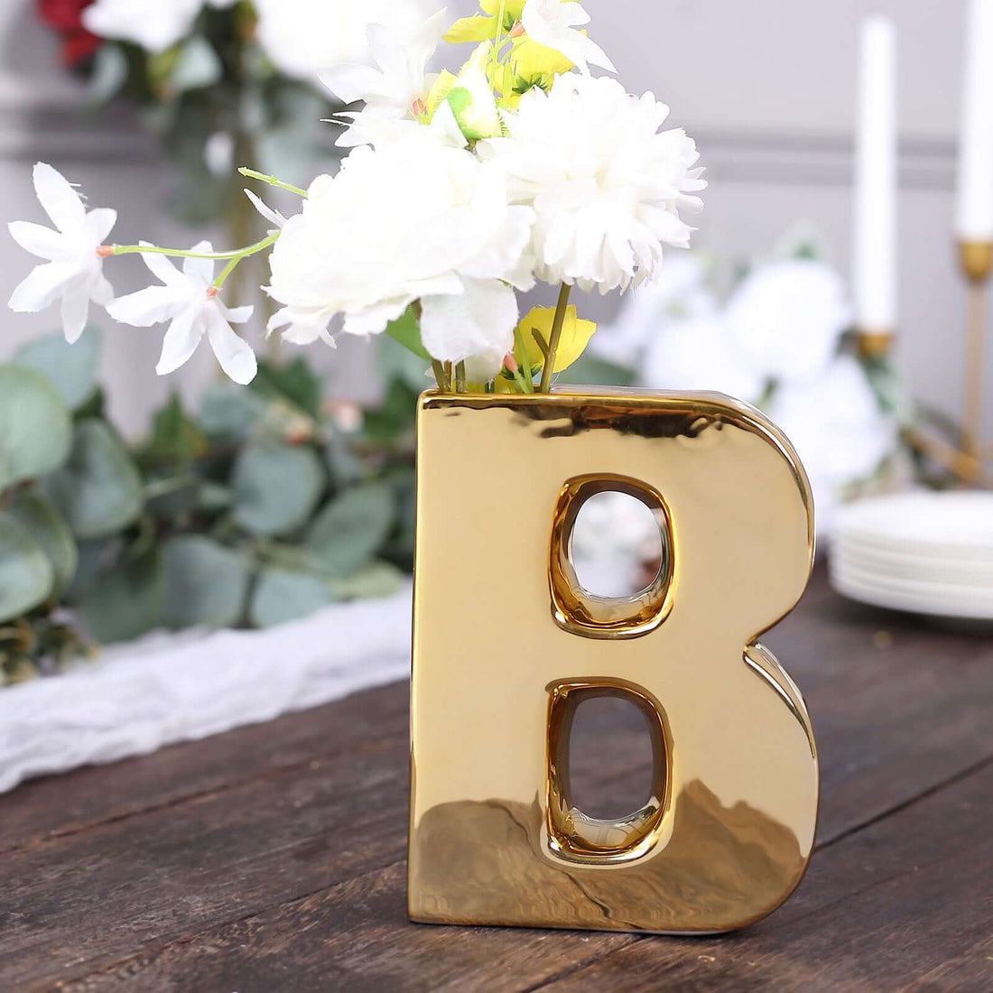 6" Ceramic Vase Letter "B" Gold | eFavormart