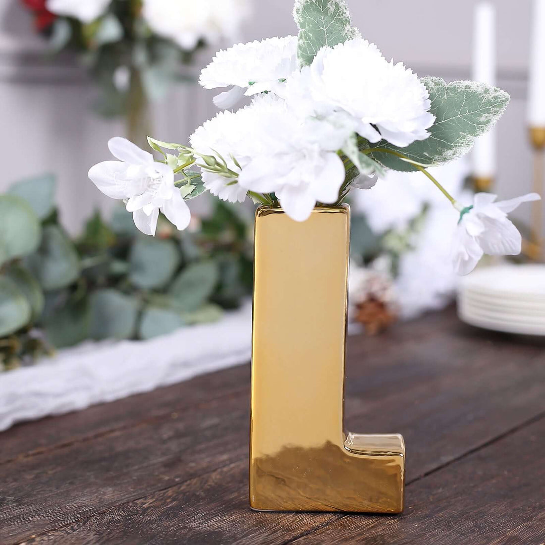 6" Ceramic Vase Letter "L" Gold | eFavormart