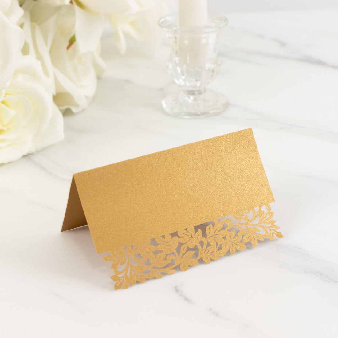 Gold Heart Laser Cut Place Cards 50 Pack | eFavormart