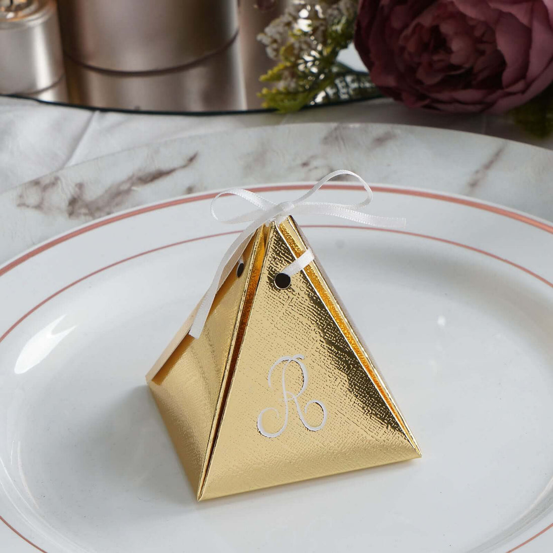 100-Pack Pyramid Monogram Favor Boxes | eFavormart