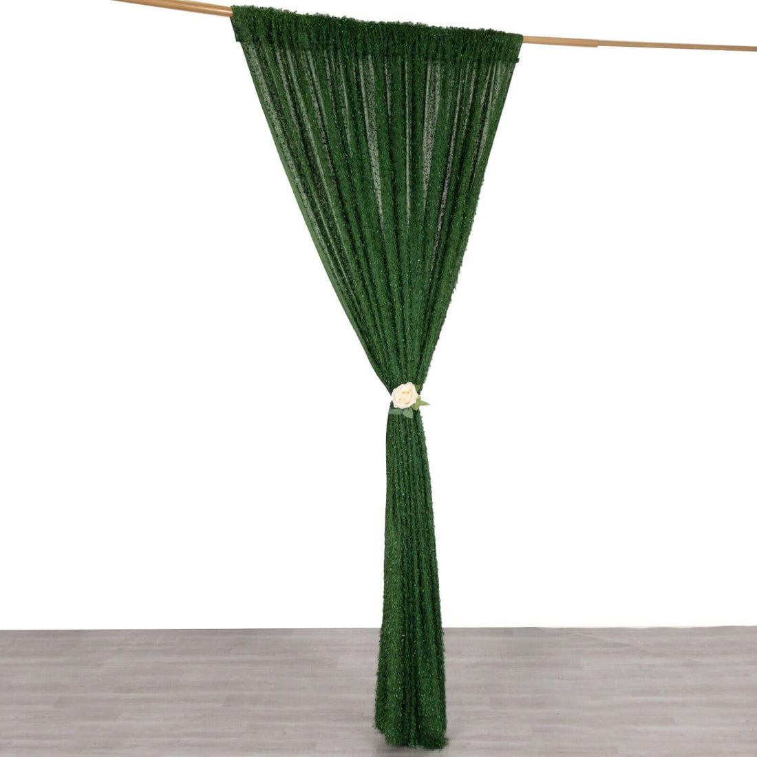 Green Fringe Polyester Backdrop Drape Curtain 8ftx8ft | eFavormart