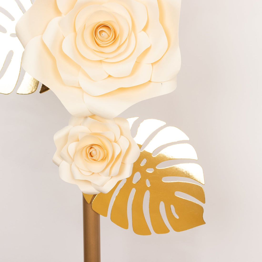 Ivory Rose Paper Flowers & Gold Leaves | eFavormart