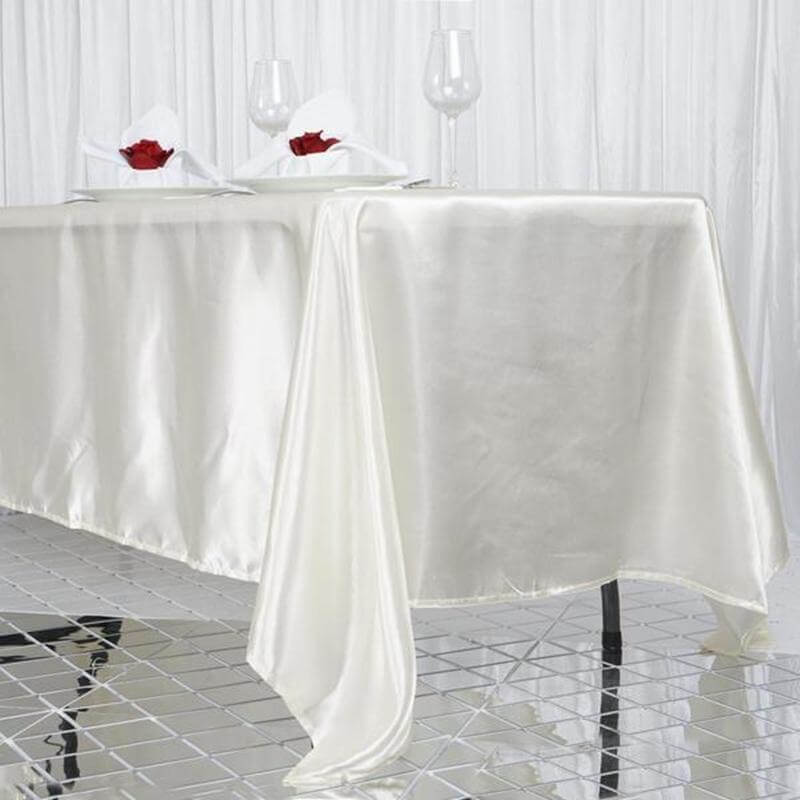Satin Rectangle Tablecloth 72"x120" Ivory | eFavormart