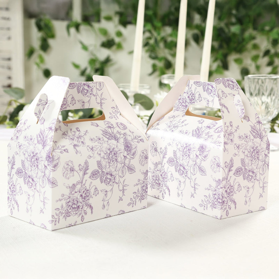 25-Pack White & Lavender Gable Favor Boxes | eFavormart